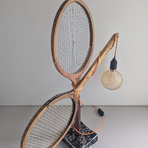 Vintage Upcycled Tennis Racket Table Accent Lamp - Handmade Statement ...