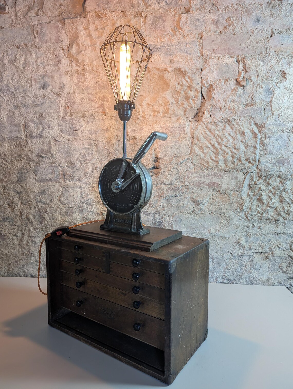 Vintage Upcycled Accent Lamp Made From Mathway Marine Telegraph, Hamble ...