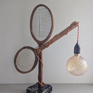 Vintage Upcycled Tennis Racket Table Accent Lamp - Handmade Statement ...