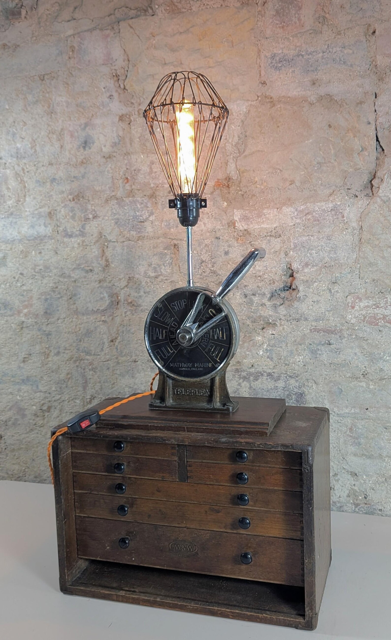 Vintage Upcycled Accent Lamp Made From Mathway Marine Telegraph, Hamble ...