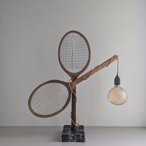 Vintage Upcycled Tennis Racket Table Accent Lamp - Handmade Statement ...