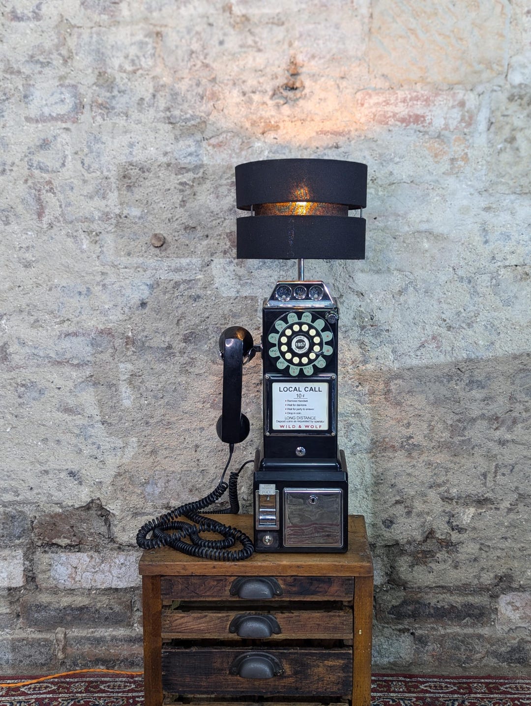 Vintage Retro Pay Phone Coin Telephone Upcycled Into Accent Table Lamp ...