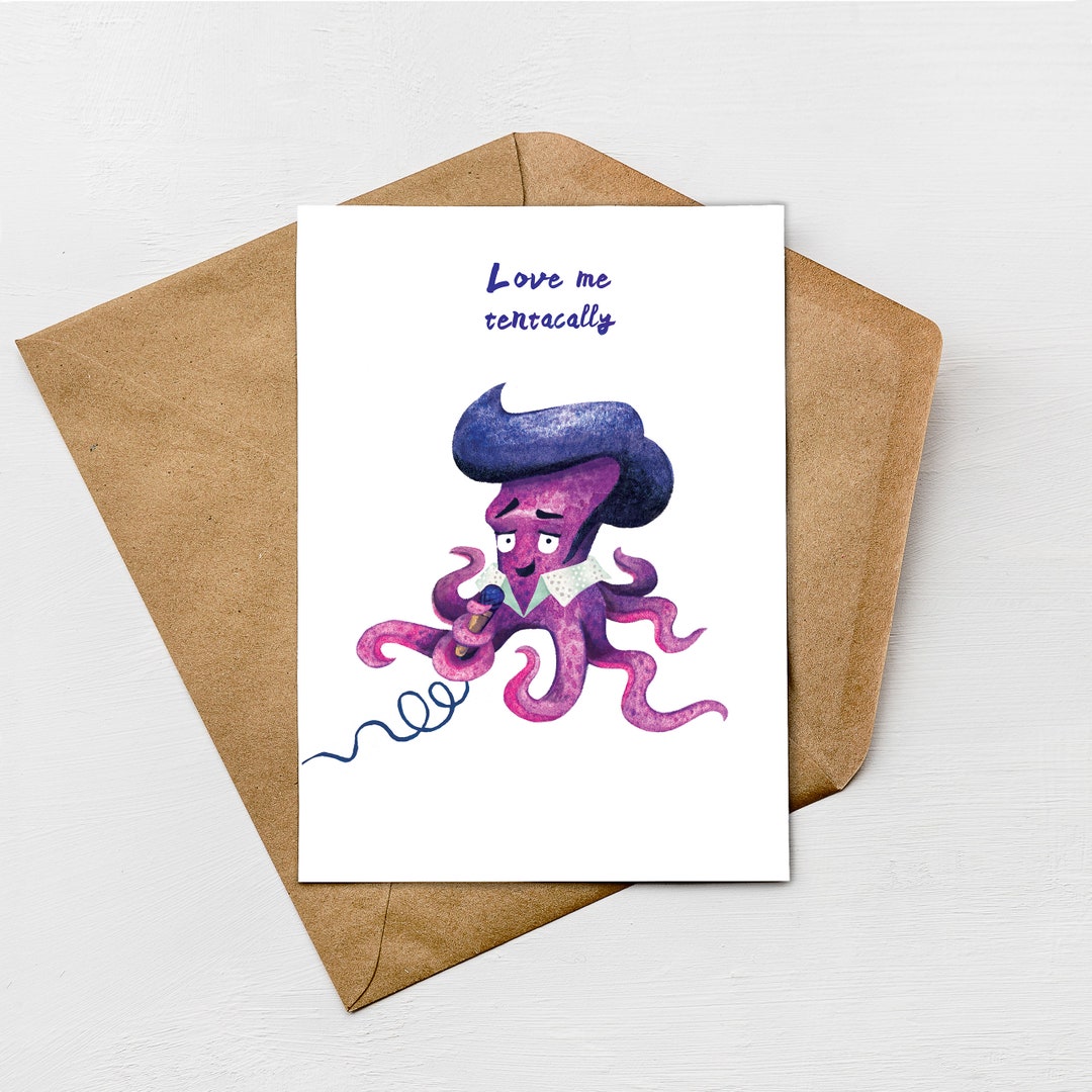 Valentines Card Elvis Octopus - Etsy