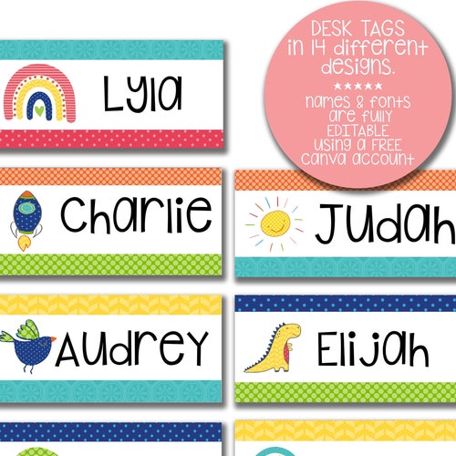 Editable Desk Name Labels Name Plates Instant Downloads - Etsy Australia