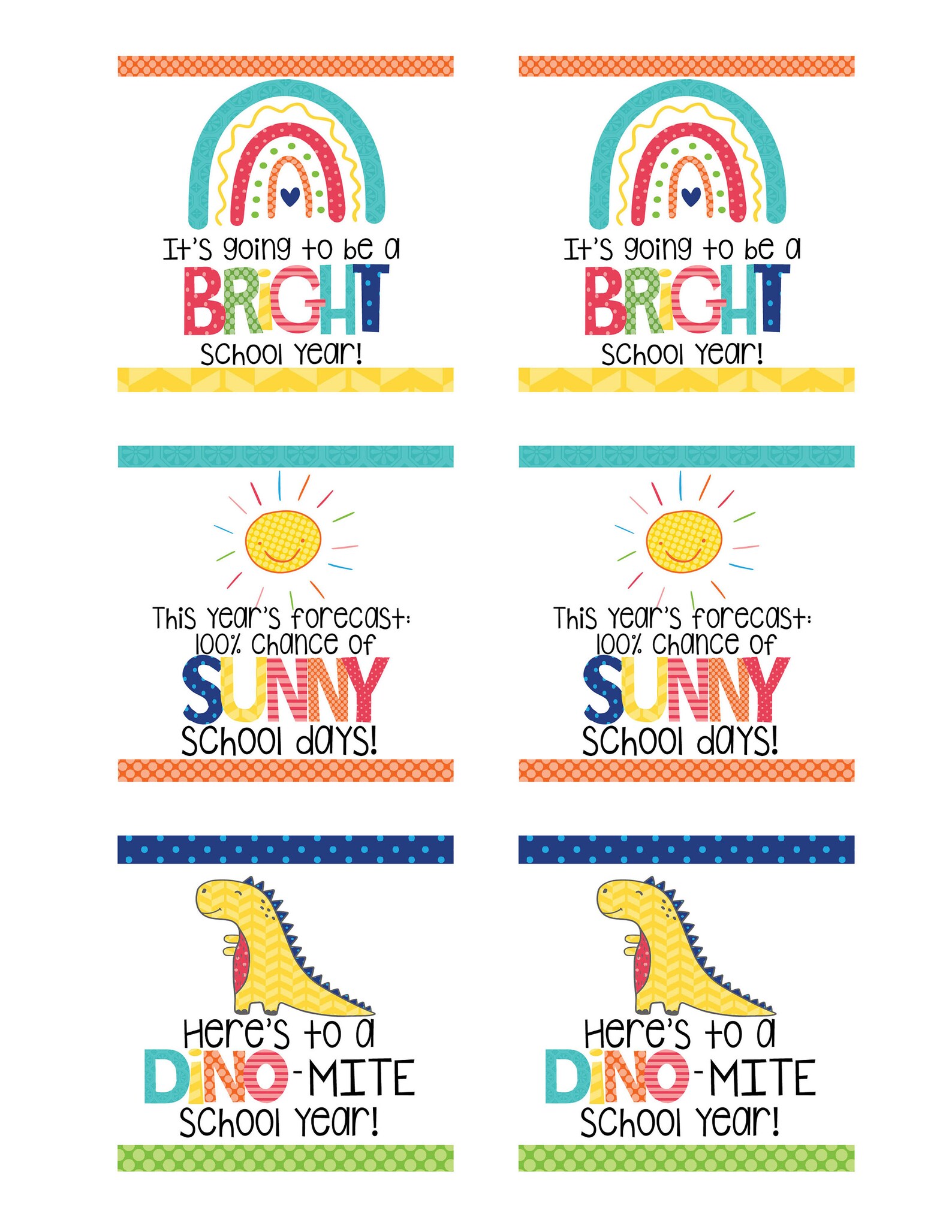 Printable Back to School Tags, Teacher Gift Tags, Student Encouragement ...