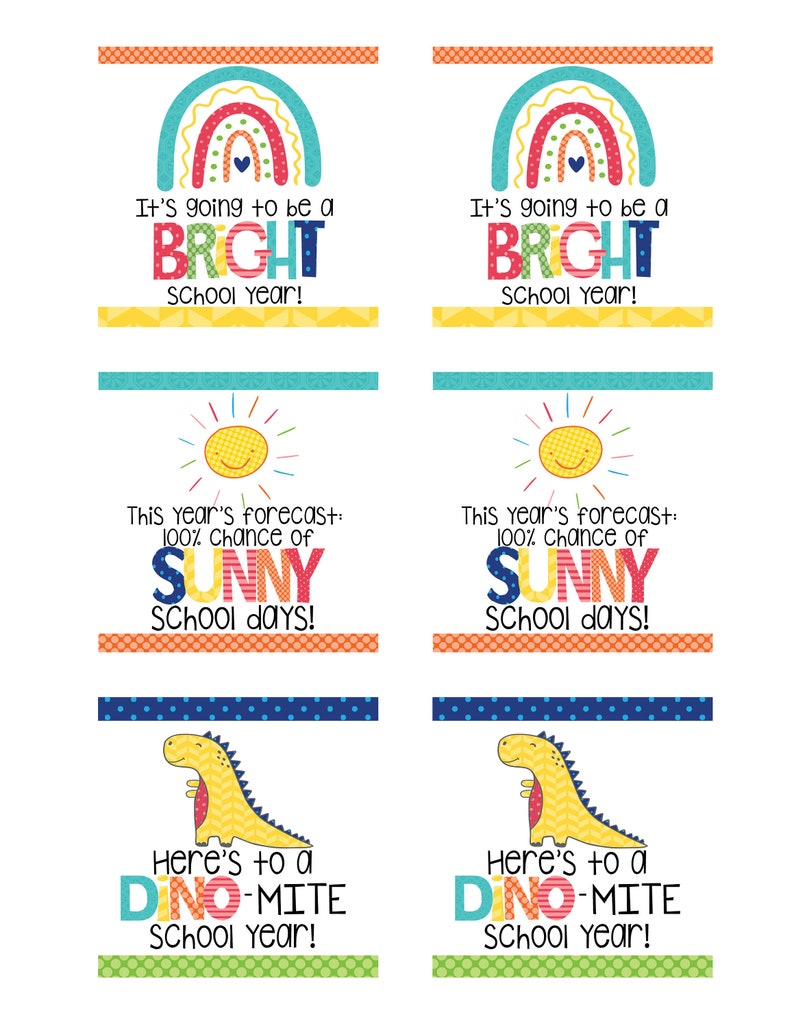 Printable Back to School Tags, Teacher Gift Tags, Student Encouragement ...