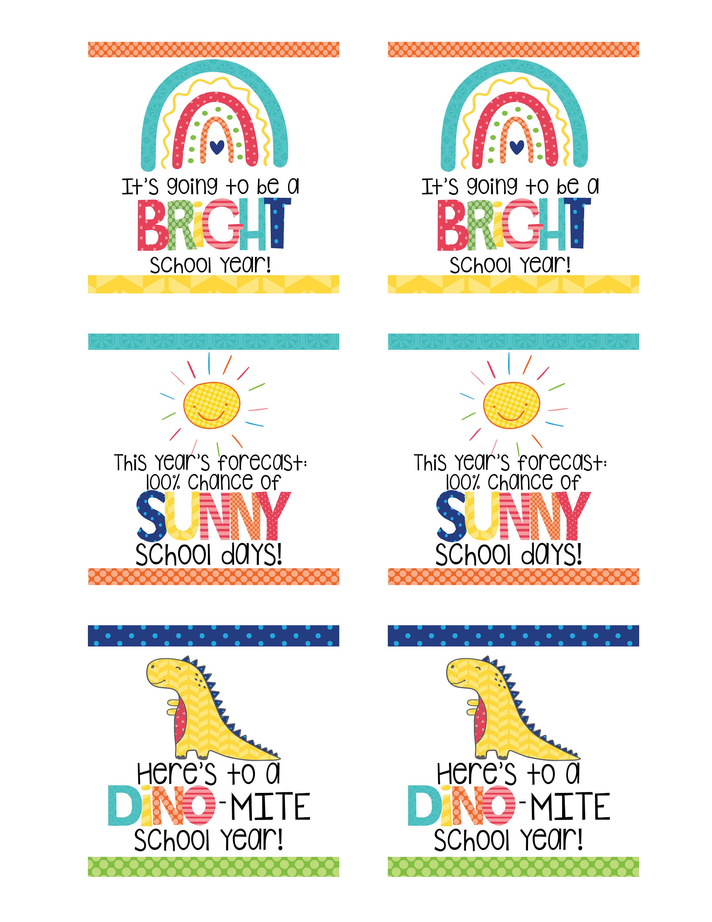 Printable Back to School Tags, Teacher Gift Tags, Student Encouragement ...