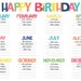 Editable Bright Classroom Birthday Chart, Colorful Class Bulletin Board ...