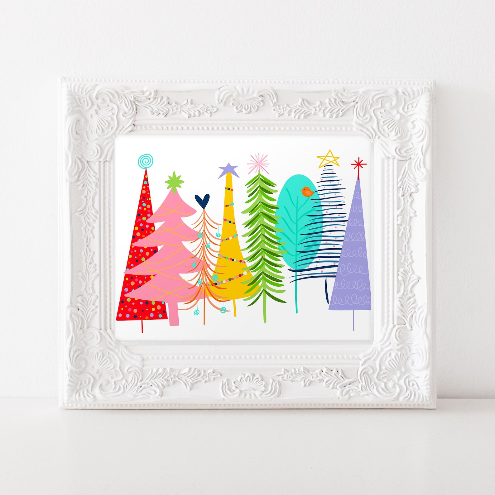 Hand Drawn Christmas Printable Digital Art, Instant Download, Bright ...