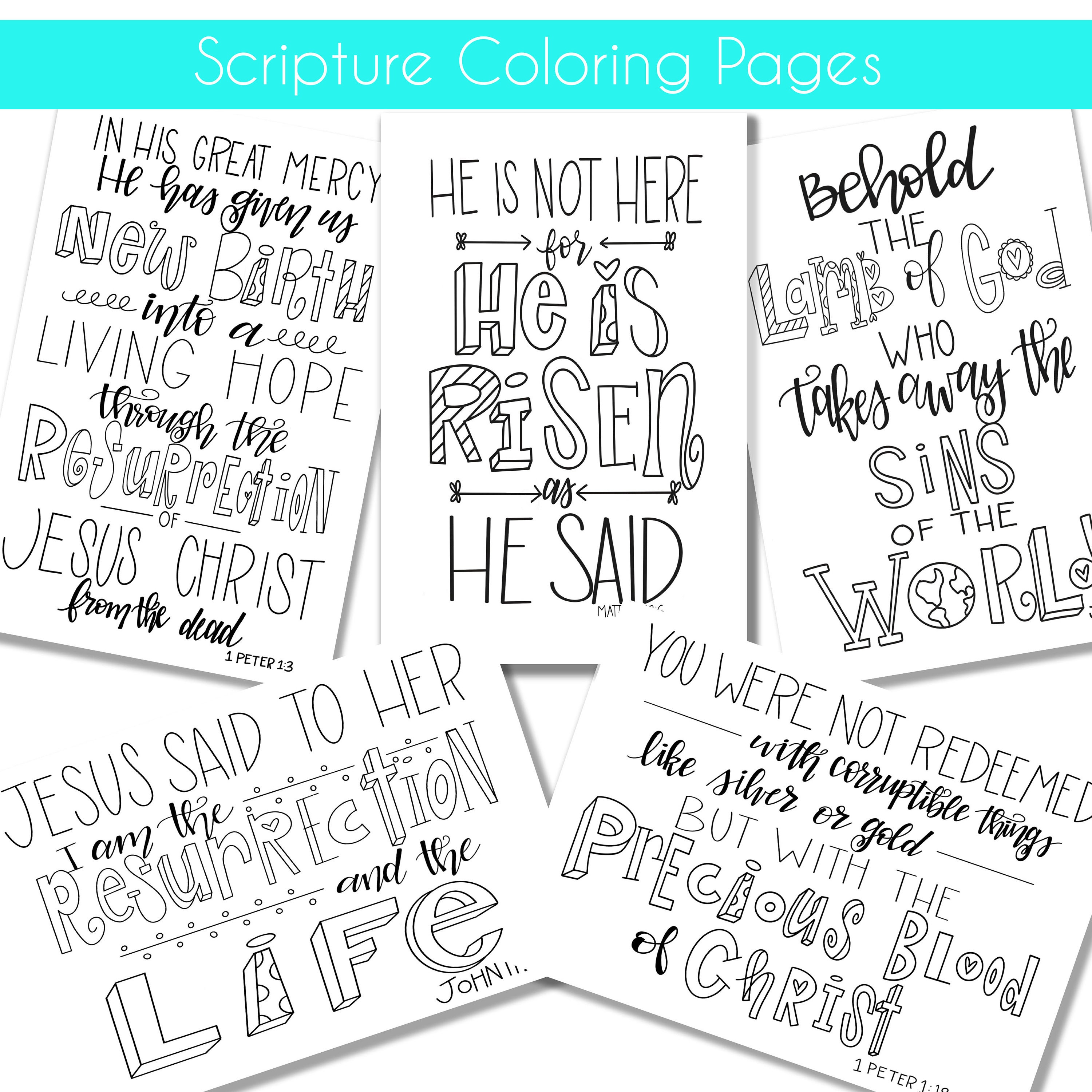 Easter Bible Memory Verse Cards, Printable Easter Coloring Pages ...