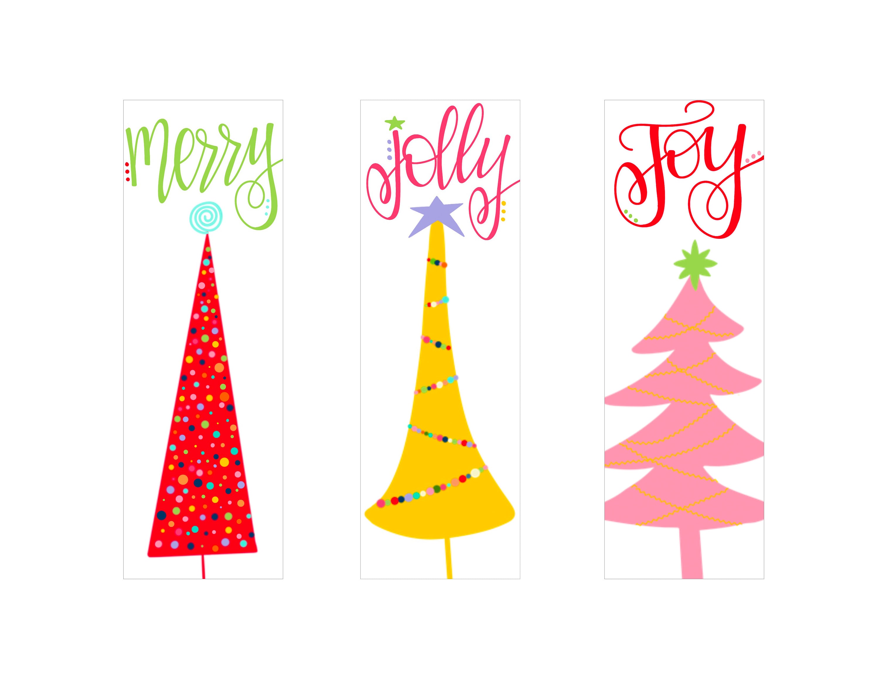 Set of 9 Printable Christmas Bookmarks • Instant Download • Hand Drawn ...