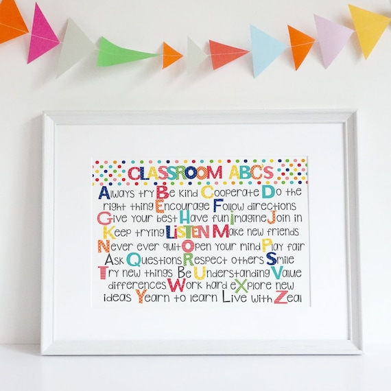 Classroom Rules Print ABC Poster Sign Elementary School - Etsy