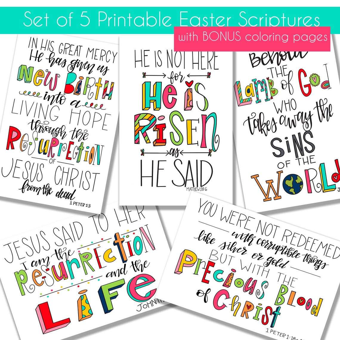 Easter Bible Memory Verse Cards, Printable Easter Coloring Pages ...