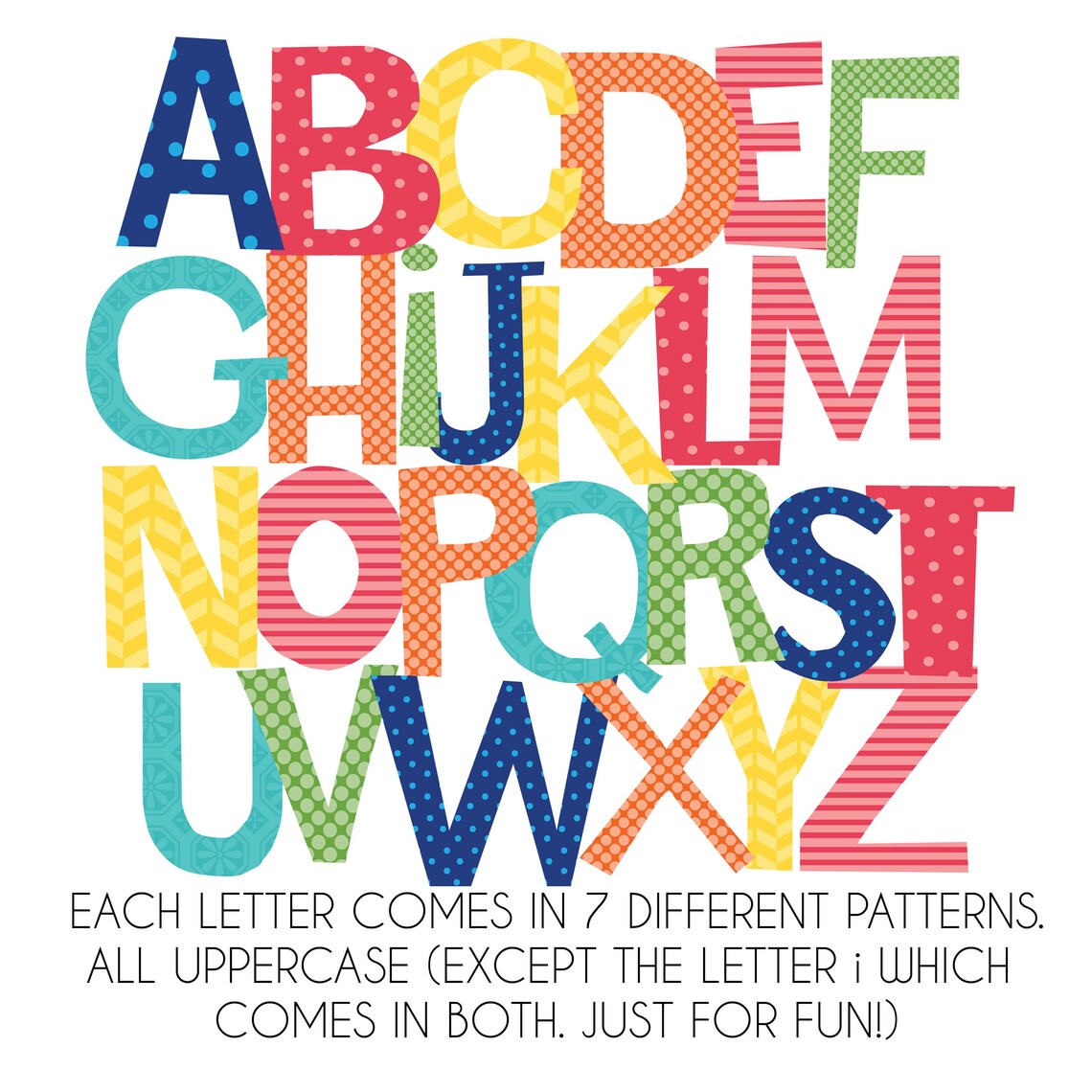 Digital Funky Alphabet PNG, Classroom Bright Alphabet Clipart Font ...