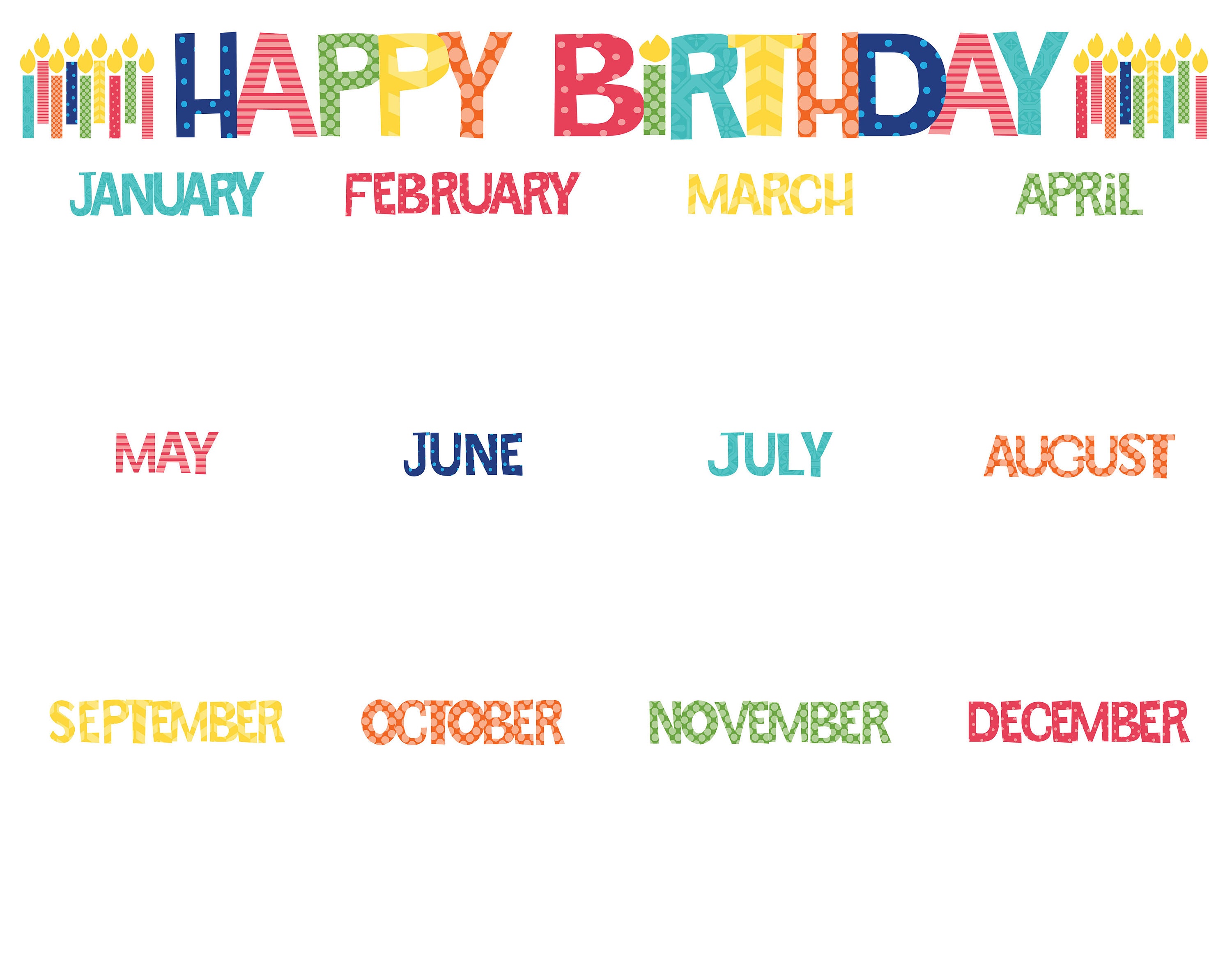 Editable Bright Classroom Birthday Chart, Colorful Class Bulletin Board ...