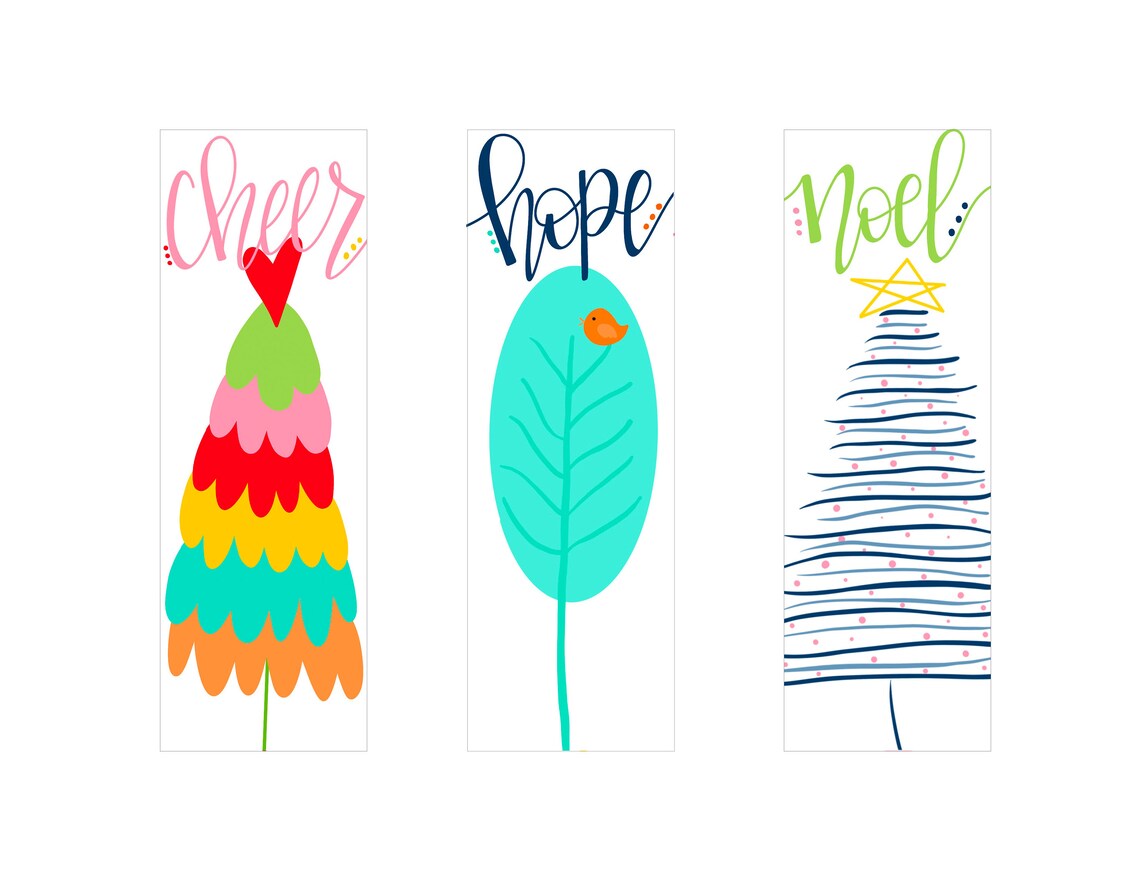 Set of 9 Printable Christmas Bookmarks • Instant Download • Hand Drawn ...