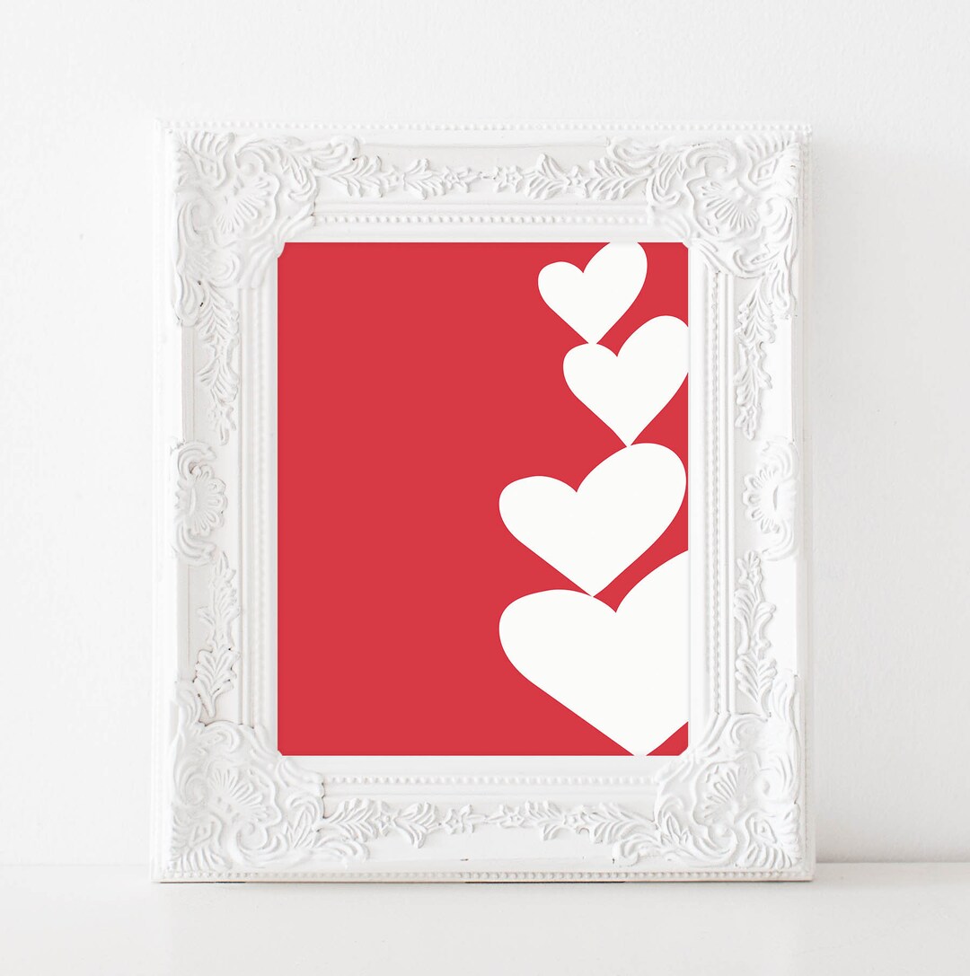 Red Printable Valentines Cards Instant Download Heart Art - Etsy