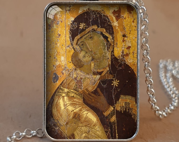 Orthodox Icon Pendant Necklace, Russian Icon Necklace, Religious ...