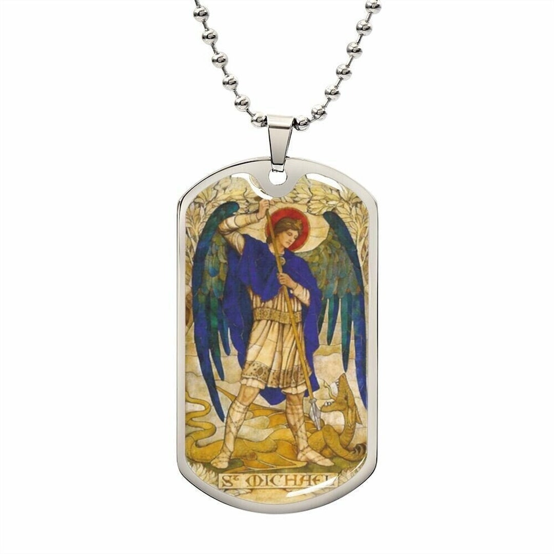 Saint Michael Medal Dog Tag Necklace Pendant - Etsy