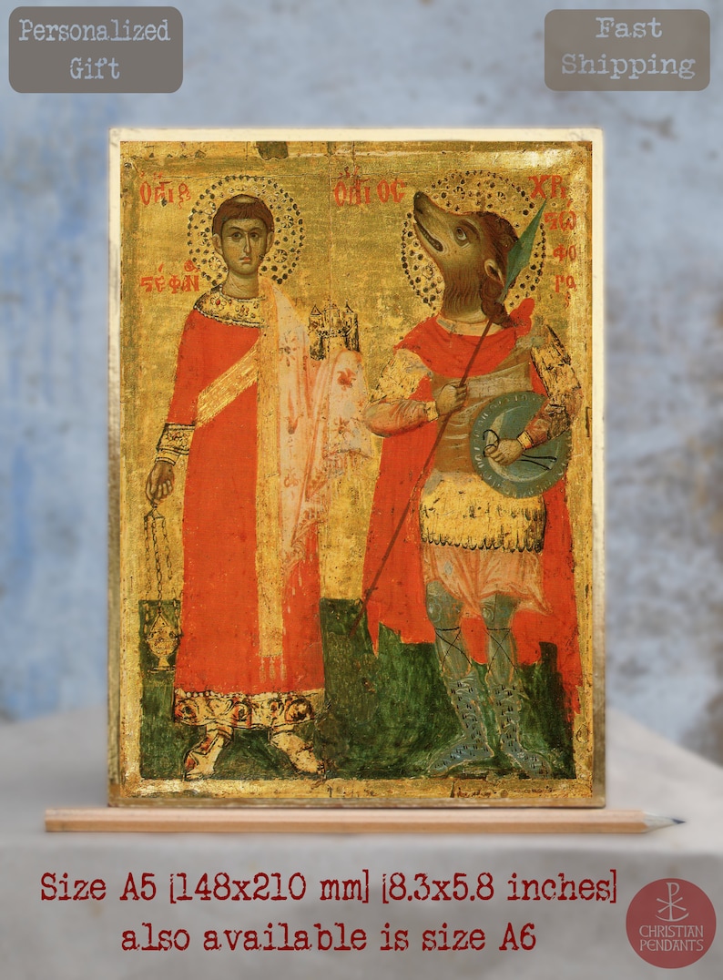 Dog Headed St Christopher & St Stephen Martyr Orthodox Icon, St ...