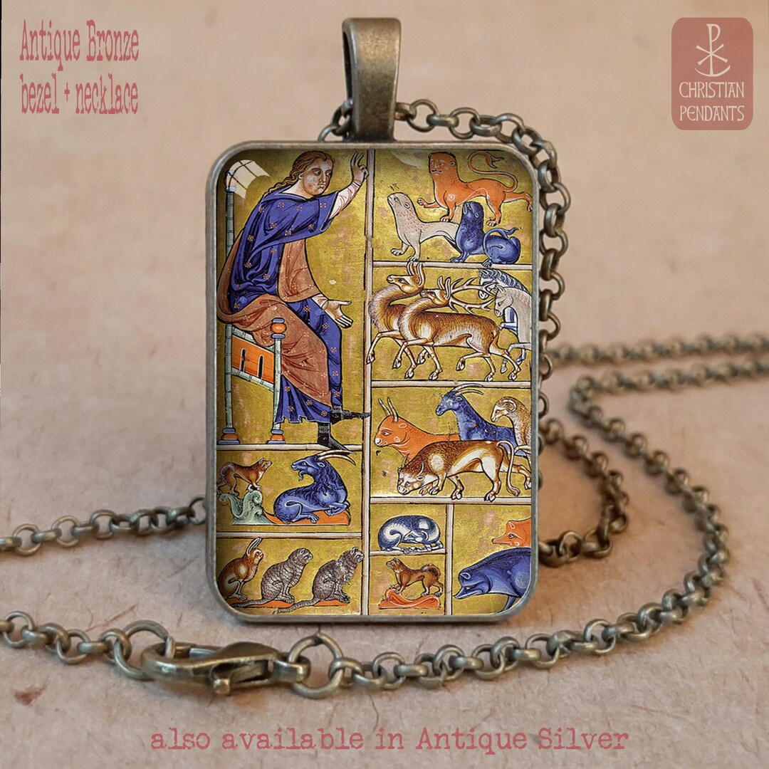 Adam Naming the Animals in the Garden of Eden Pendant Necklace Keychain ...