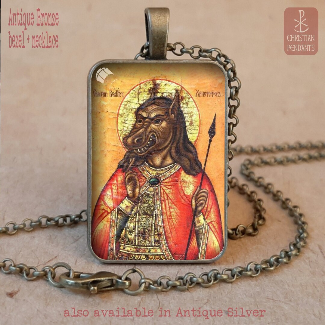 St Christopher Necklace, St Christopher Medal, Dog Headed St ...