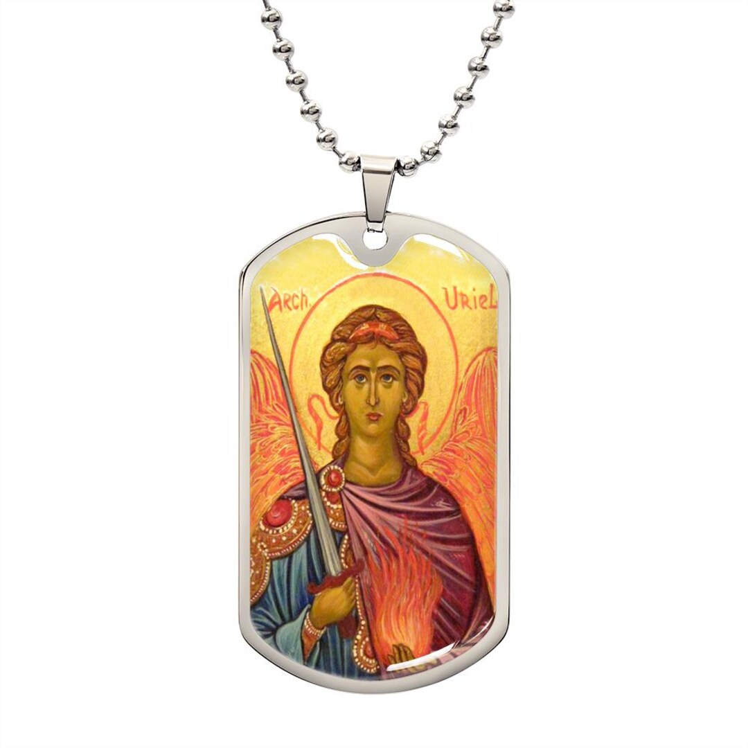 Archangel Uriel Orthodox Icon Dog Tag Necklace, St Uriel Medal ...