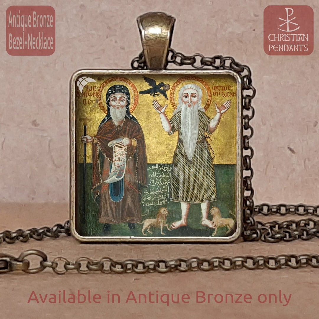 St Anthony the Great and St Paul of Thebes Coptic Icon - Etsy