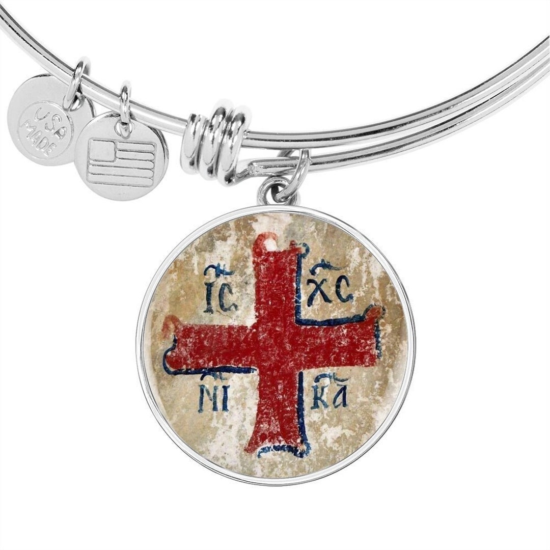 Orthodox Cross Bangle Bracelet, Jesus Christ Conquers, Ic Xc Nika Medal ...