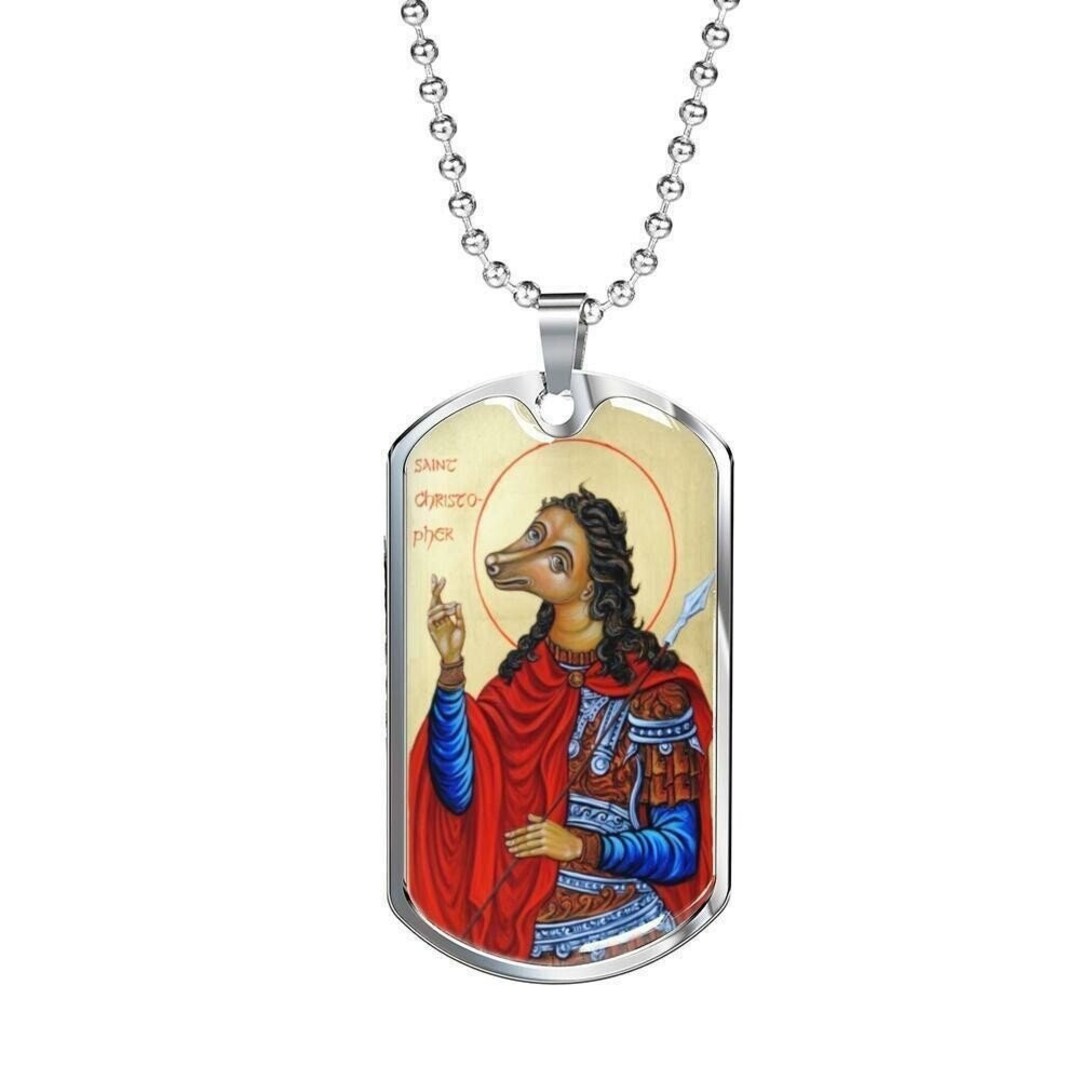 St Christopher Dog Head Orthodox Icon Dog Tag Necklace, St Christopher ...