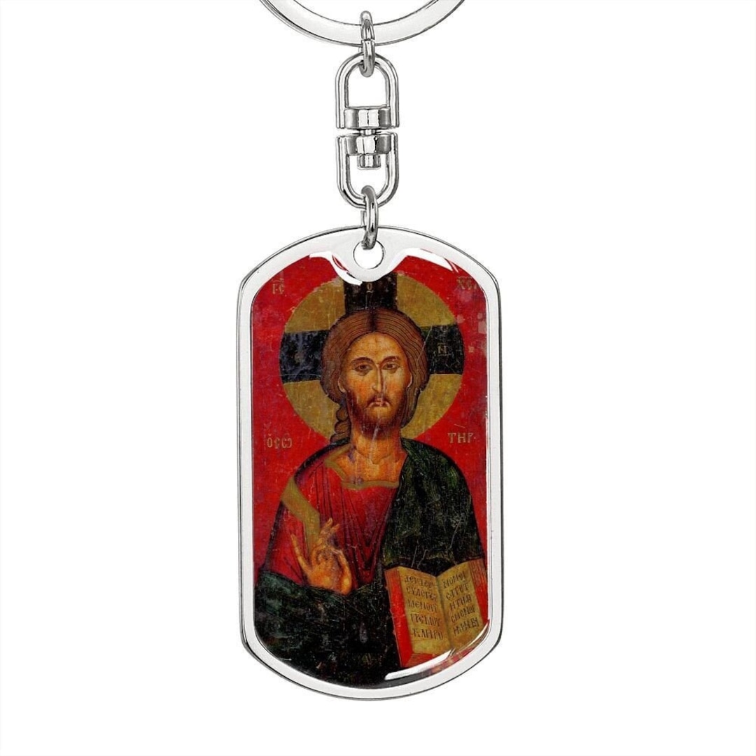 Jesus Christ Pantocrator Orthodox Icon Dog Tag Keychain - Etsy