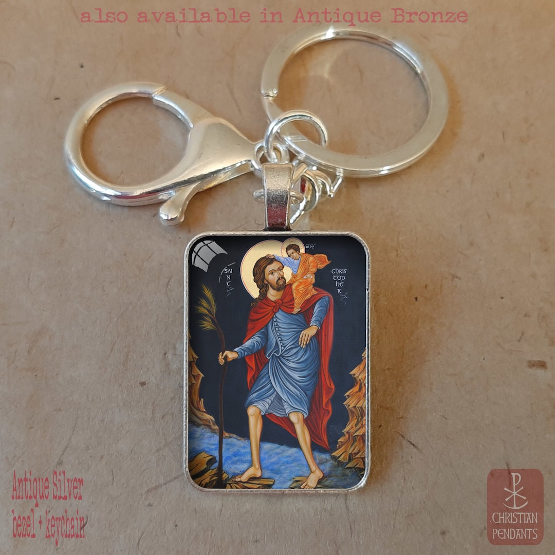St Christopher Keychain, Saint Christopher Medal, St Christopher ...