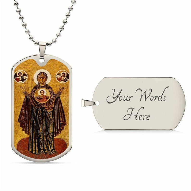 Our Lady of the Sign Orthodox Icon Dog Tag Necklace - Etsy