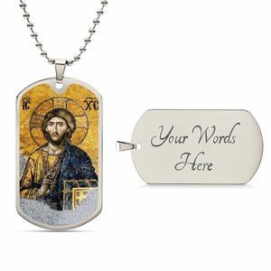 Jesus Christ Pantocrator Orthodox Icon Dog Tag Necklace - Etsy