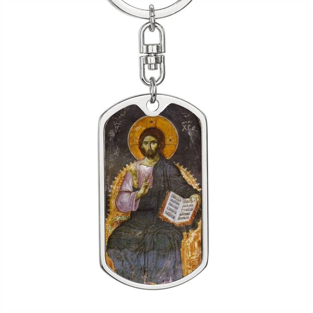 Jesus Christ Pantocrator Orthodox Icon Dog Tag Keychain - Etsy