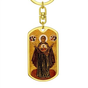 Our Lady of the Sign Orthodox Icon Dog Tag Keychain - Etsy