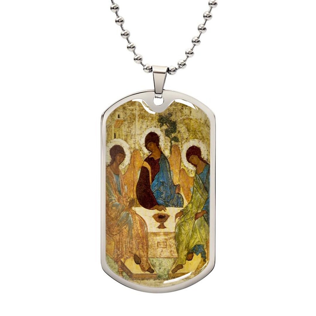 Andrei Rublev Holy Trinity Icon Dog Tag Necklace, Orthodox Christian ...