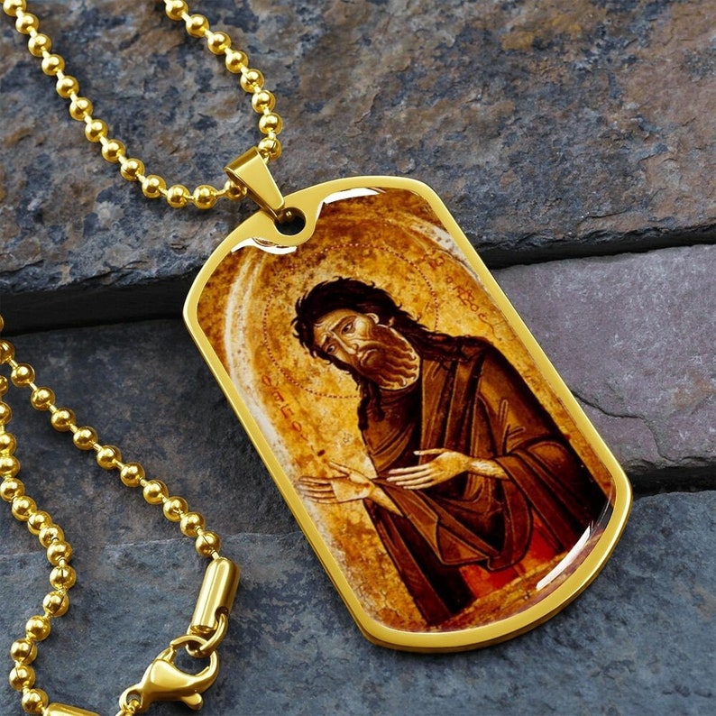 St John the Baptist Orthodox Icon Dog Tag Necklace - Etsy