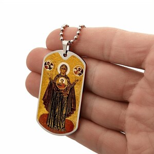 Our Lady of the Sign Orthodox Icon Dog Tag Necklace - Etsy