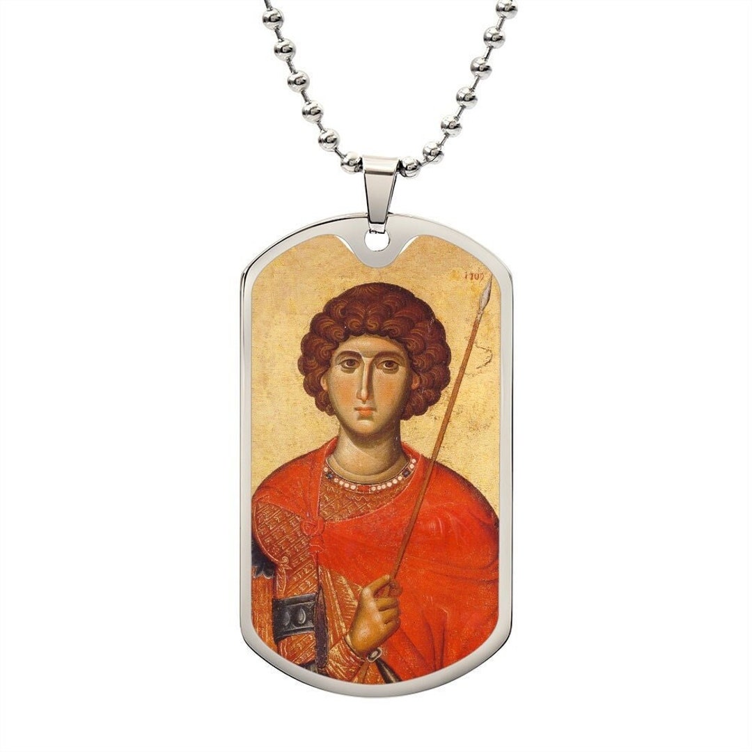 St George Orthodox Icon Dog Tag Necklace - Etsy