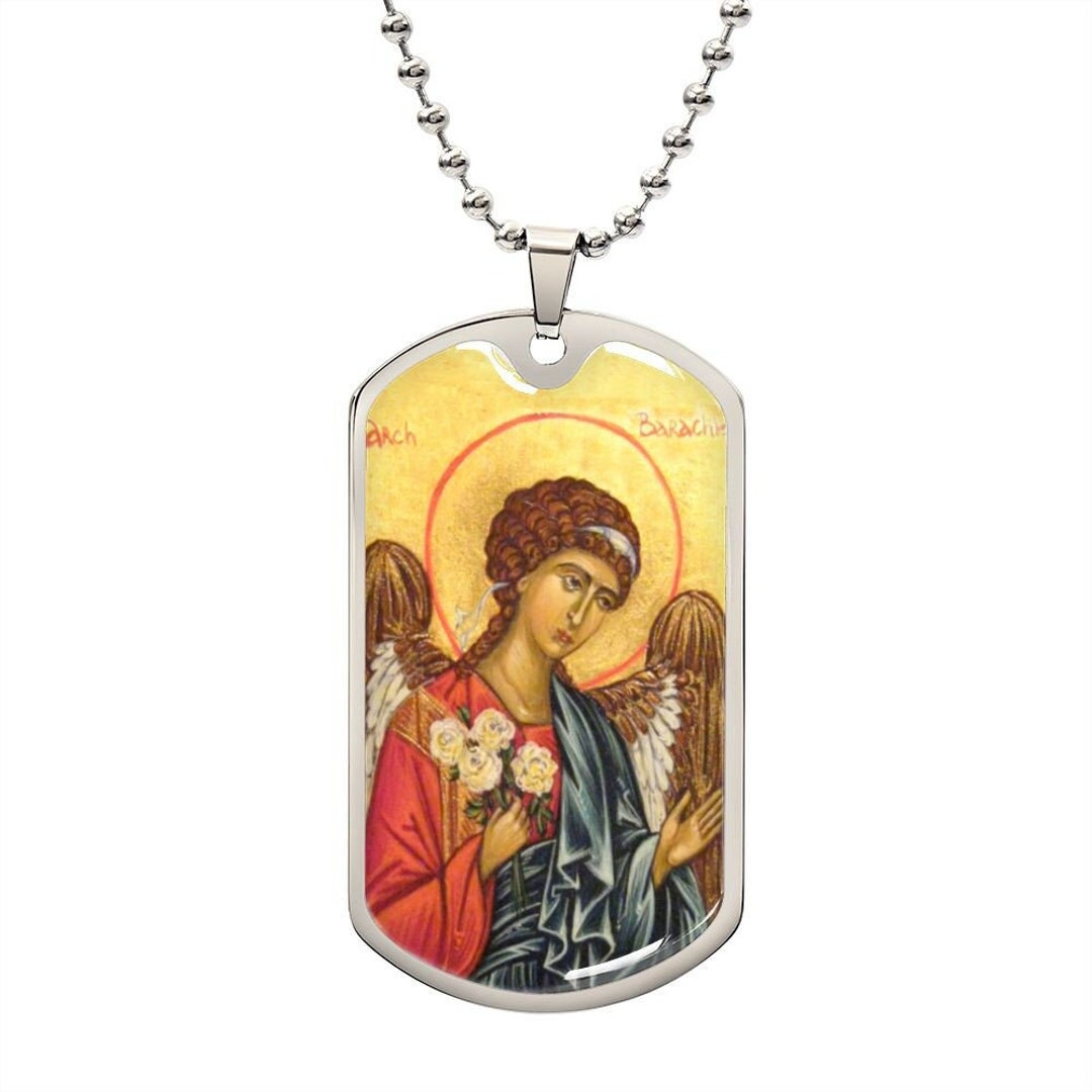 Archangel Barachiel Orthodox Icon Dog Tag Necklace Keychain - Etsy