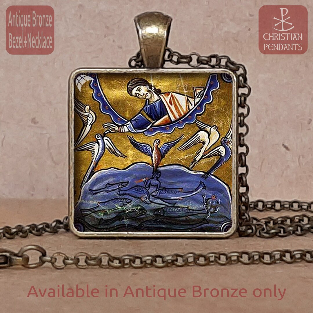 Creation Icon Orthodox Pendant Necklace or Keychain, God Created Fish ...