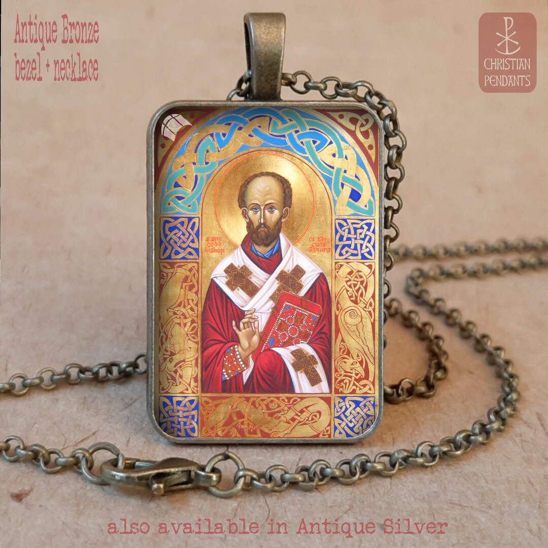 Saint Cedd Icon Pendant Necklace or Keychain, Bishop East Saxons, Anglo ...