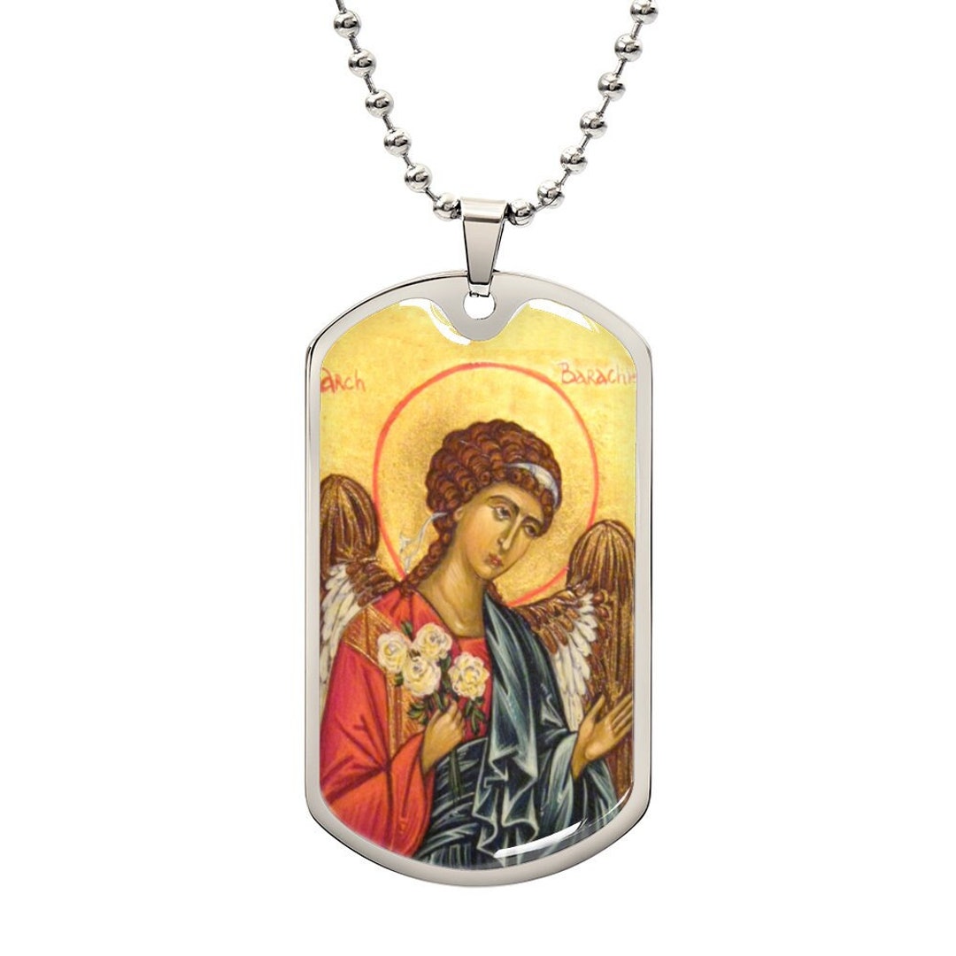 Archangel Barachiel Orthodox Icon Dog Tag Necklace Keychain, Barachiel ...