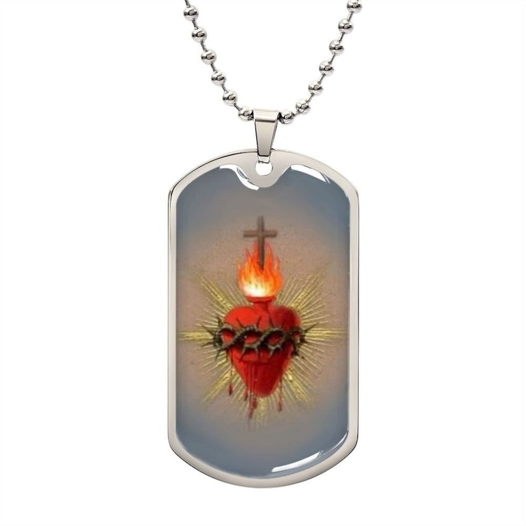 Sacred Heart of Jesus Dog Tag Necklace, Most Sacred Heart of Jesus ...