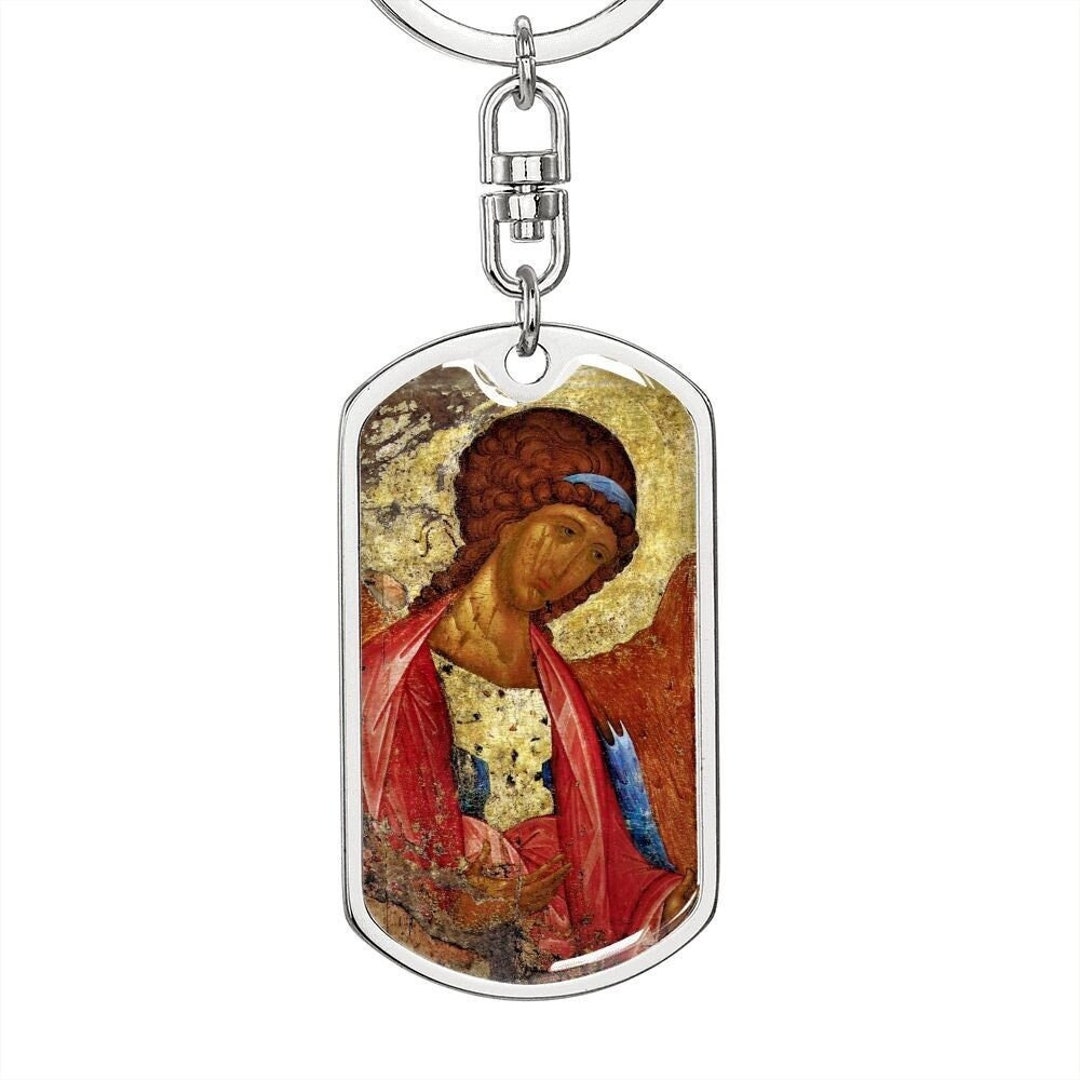 St Michael Medal Dog Tag Keychain, Russian Orthodox Icon Andrey Rublev ...