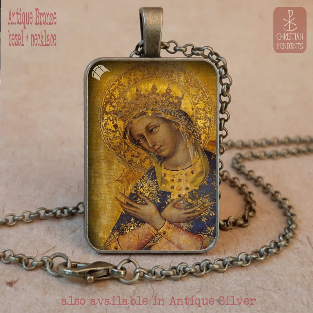 Virgin Mary Icon Pendant Necklace or Keychain, Catholic Gifts for Women ...