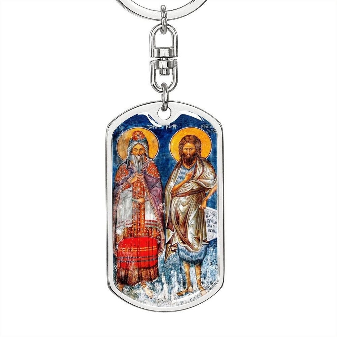 St John Baptist & Zechariah Orthodox Icon Dog Tag Keychain - Etsy