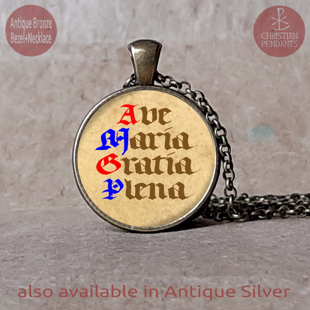 Hail Mary in Latin Medal Necklace or Keychain - Etsy