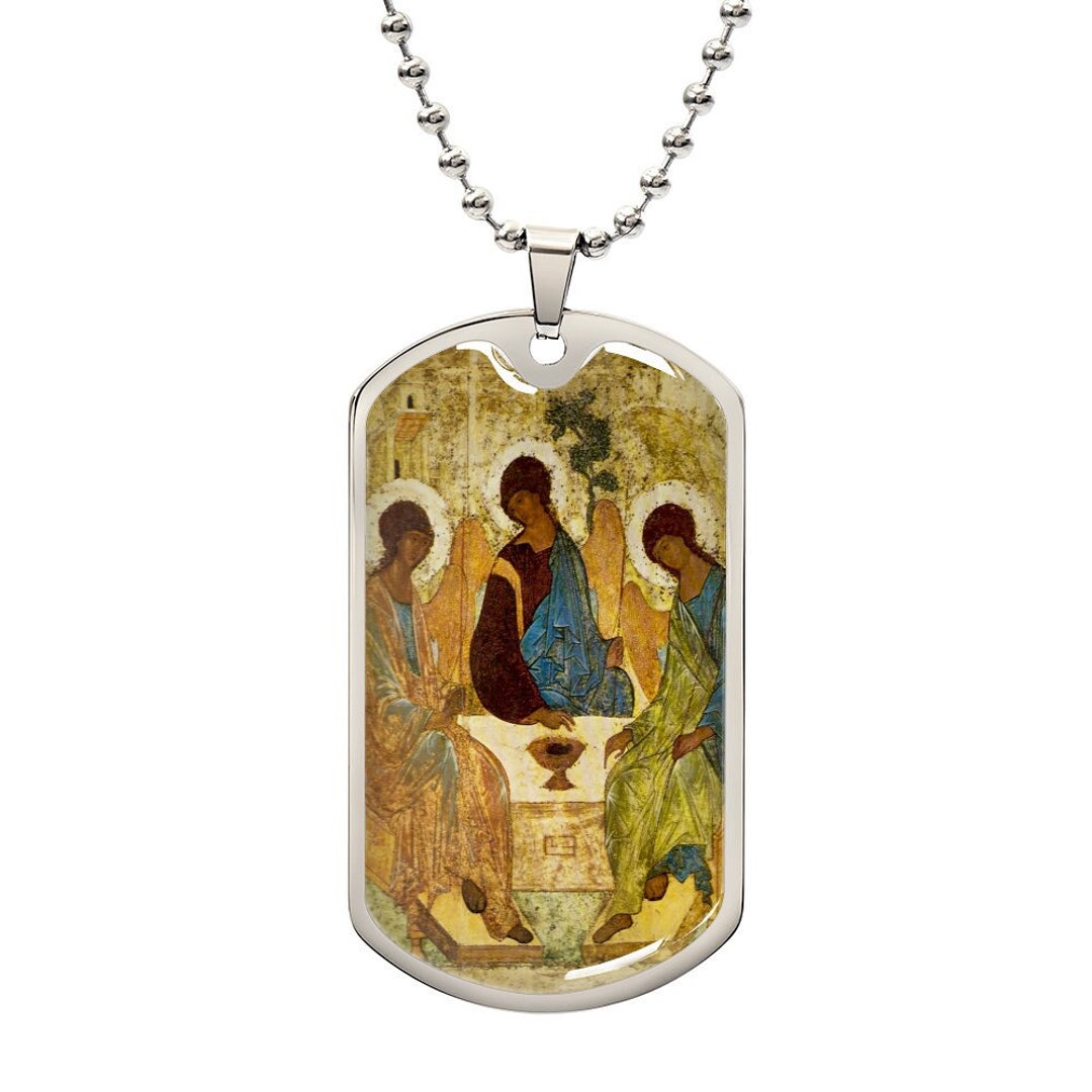Holy Trinity Icon Dog Tag Necklace, Andrei Rublev Trinity, Holy Trinity ...